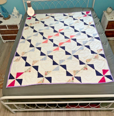 Handmade Pinwheel/Heart Quilt 62x51 | eBay