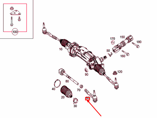 Mercedes-Benz C W205 Steering Left Outside Tie Rod A2054600605 OEM for ...