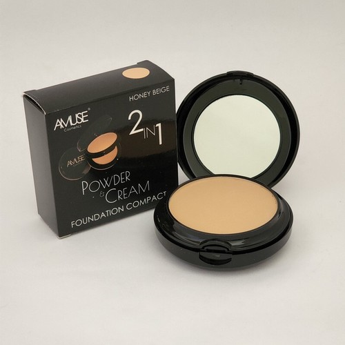 Amuse Powder & Cream Foundation Compact 2in1 Mirror & Makeup Sponge ...