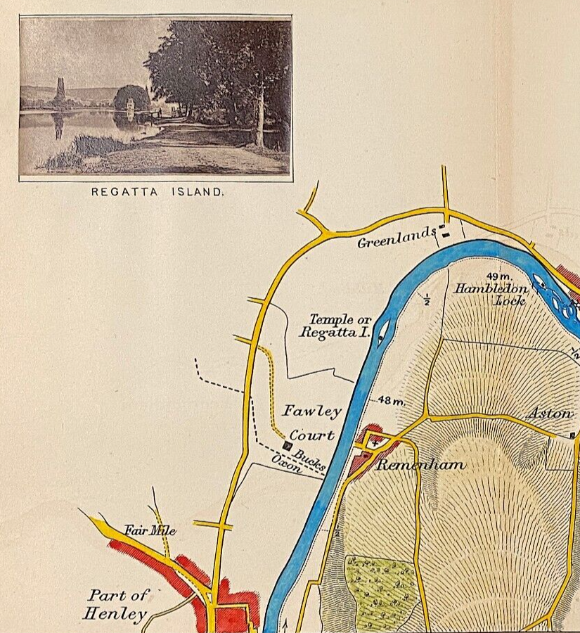 map of Berkshire river Thames Henley Fawley Court Remenham Hambledon ...