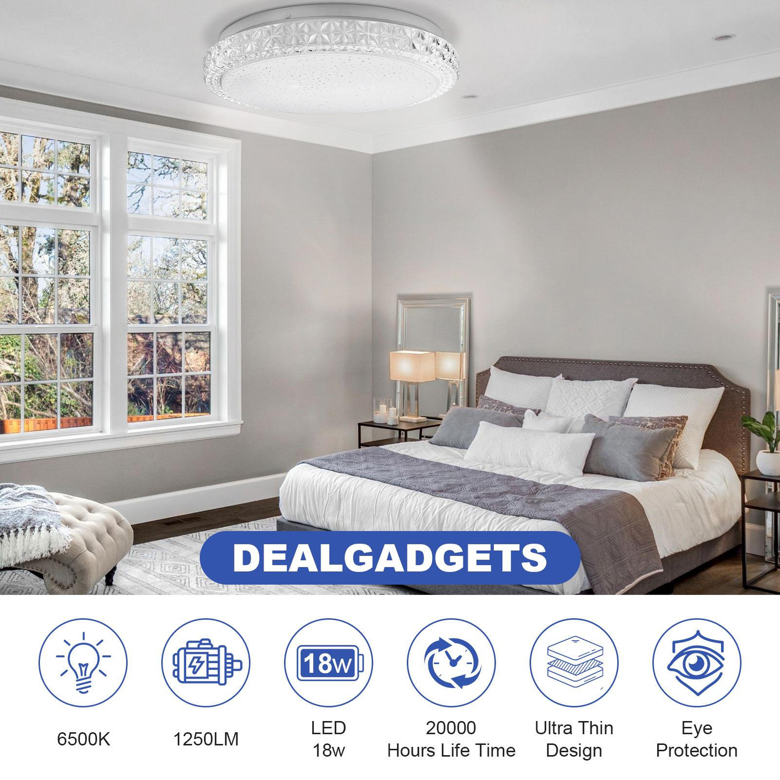 Modern LED Ceiling Lights Round Panel Down Lights Living Room Bedroom ...