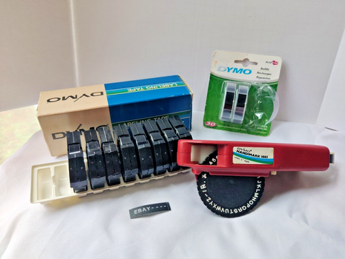 VINTAGE DYMO HANDIMARK 1885 HAND HELD LABEL MAKER LOT ~ W/10 ROLLS OF ...