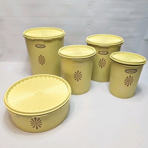 Vintage Nesting TUPPERWARE 5 Canister Set & 5 Matching Lids Harvest ...