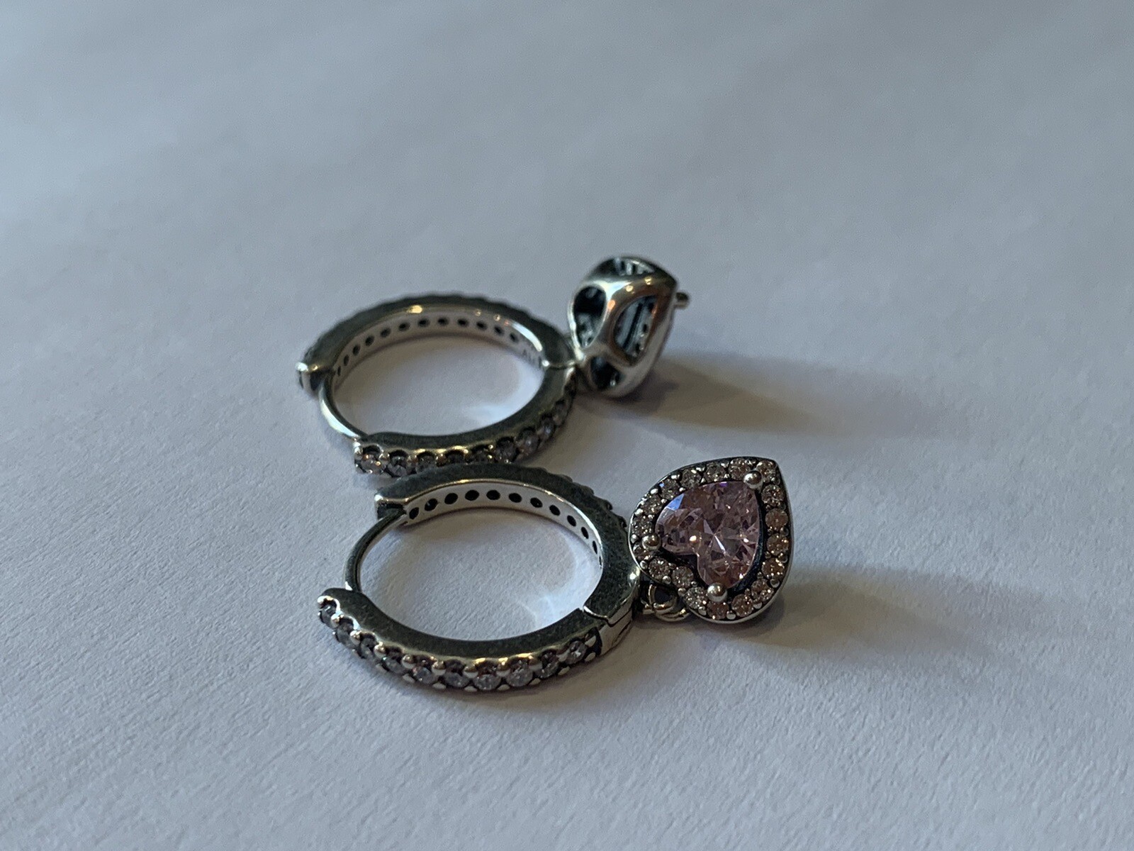 Brand New Genuine Pandora Pave Sparkling Halo Heart Hoop Drop Earrings ...