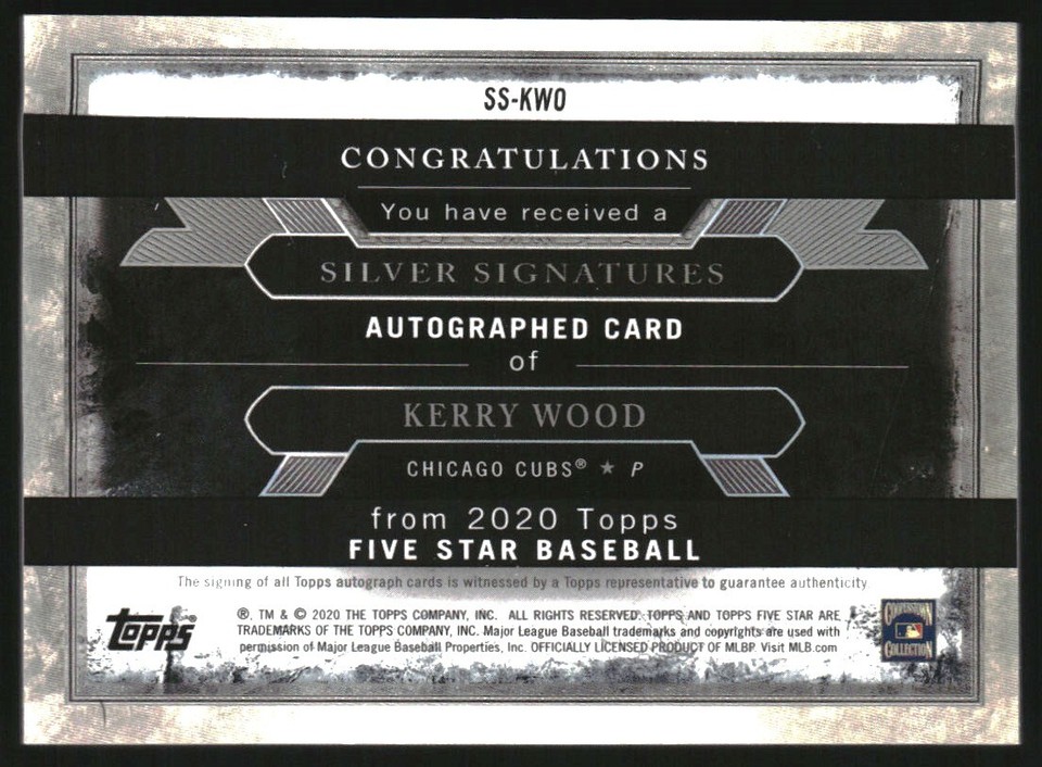 2020 Topps Five Star Silver Signatures Purple #SSKWO Kerry Wood ...