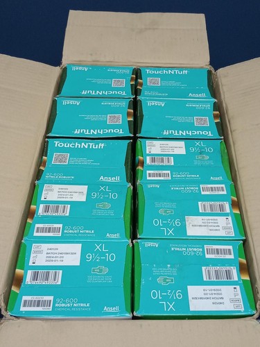 (1000 Gloves) Ansell TouchNTuff 92-600 Chemical Resistant Nitrile XL (9 ...