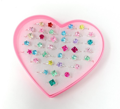 36pcs Rings Adjustable Little Girl Rhinestone Gem Random Color. | eBay