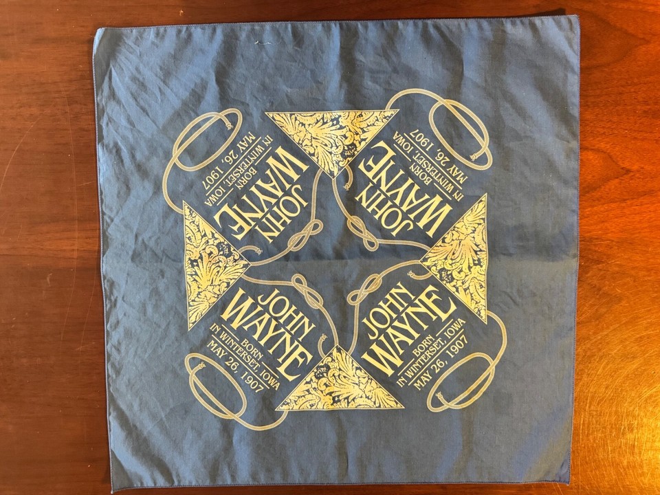 Vintage John Wayne Cowboy Bandana Handkerchief Winterset Iowa ...