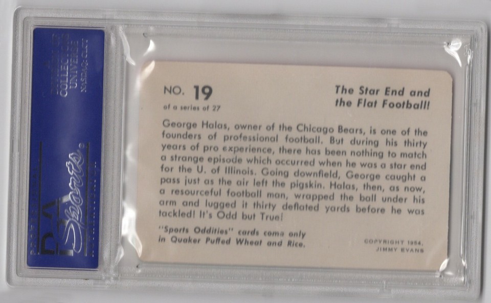 George Halas 1954 Quaker Oats Sports Oddities PSA 10 Gem Mint Card ...