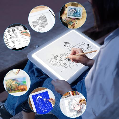 8000+Lux Super Bright A4 Light Box Drawing Pad with 3500mAH Battery,6 ...