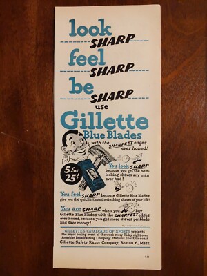 1946 vintage Gillette print ad. Look sharp, feel Sharp, Be sharp | eBay