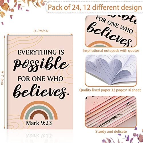 24 Pcs Bible Verse Notebook Religious Motivational Notepads Small ...