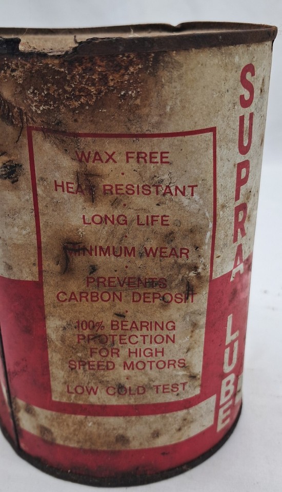 EXTRAORDINARILY RARE Motor OIL CAN! Supra Lube 1 Quart. Rough Shape ...