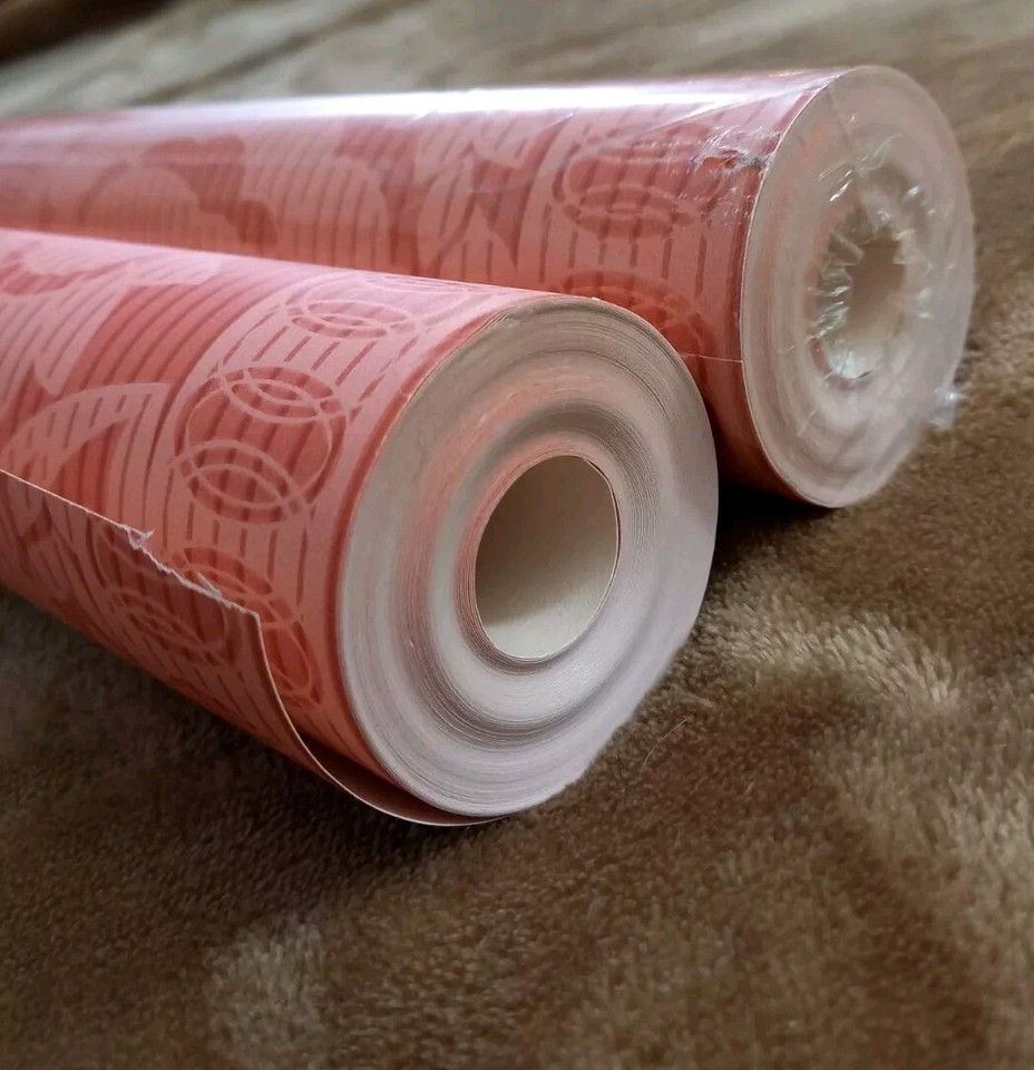 X2 1980s Vintage GP & J Baker Wallpaper Rolls Retro Pink Floral Flowers ...