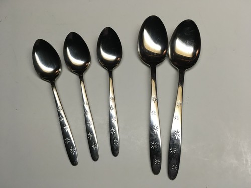 5pcs Armack Starburst Atomic Stainless Flatware 3 Teaspoons + 2 Soup ...