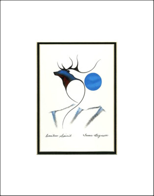 CARIBOU SPIRIT - by Cree artist Isaac Bignell - 11" x 14" Matted art ...