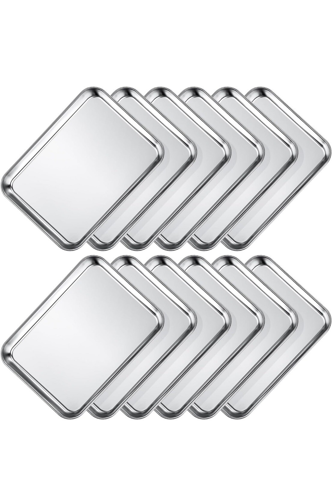 12 Pcs Baking Sheet Stainless Steel Cookie Sheet 9x6.7x1 Inch Small ...
