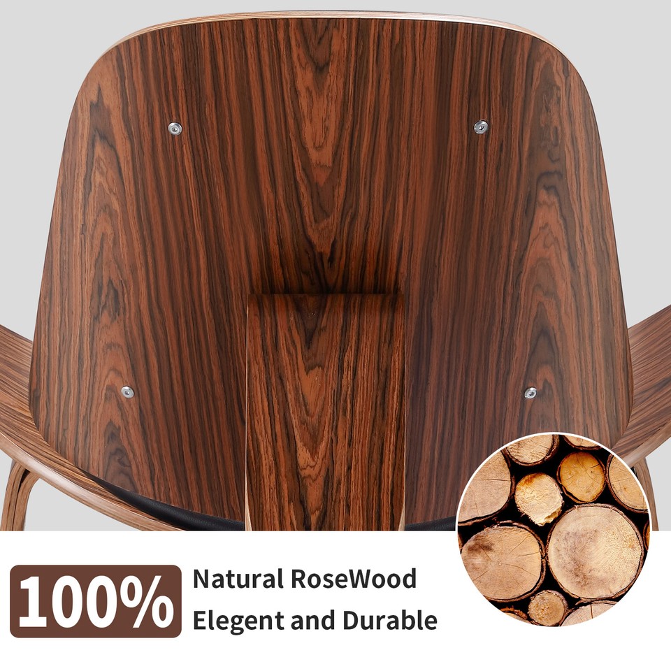 Hans Wegner Replica Lounge Shell Chair Top Grain Leather - Rosewood ...