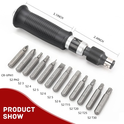 1/4" Manual Hand Impact Driver Set Extractor-14 PCS Impact Screwdriver ...