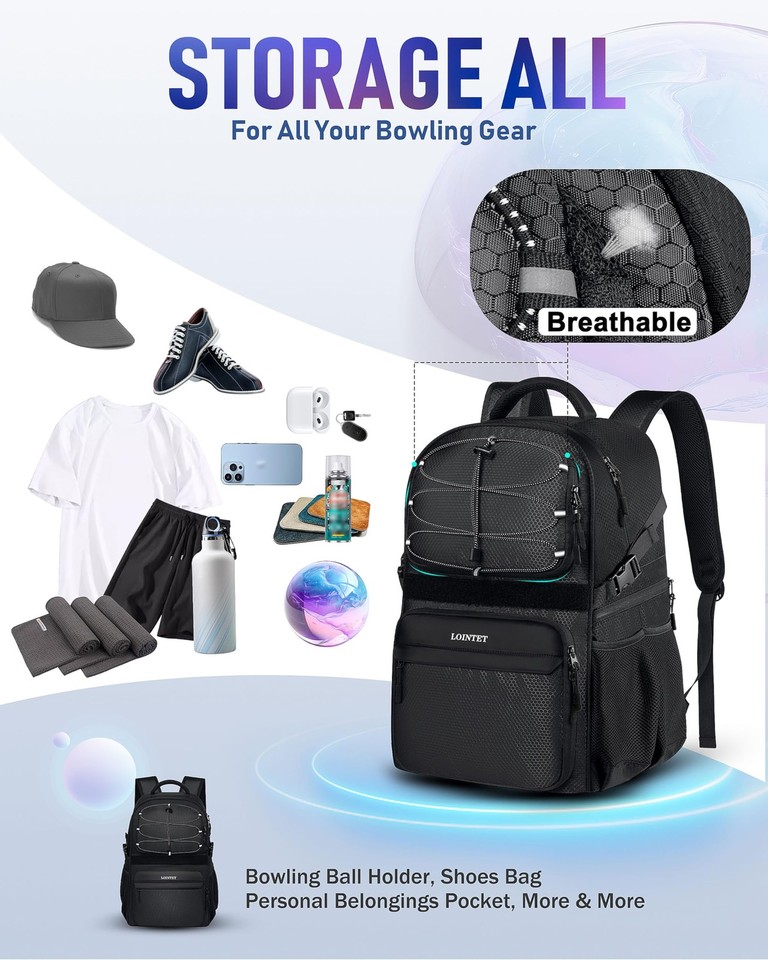 LOINTET Bowling Ball Bag, Single Bowling Backpack with Shoe Totes Bag ...