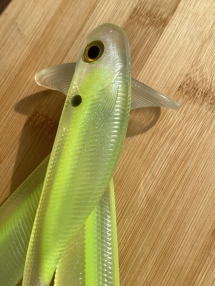 6” Swim Bait Hand Poured Soft Plastic, Clear with Color Shift ...
