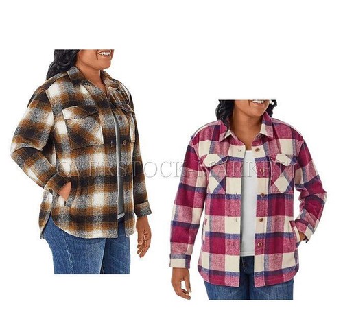 NEW! WOMENS MEMBER'S MARK RELAXED FIT BUTTON DOWN PLAID SHACKET ...