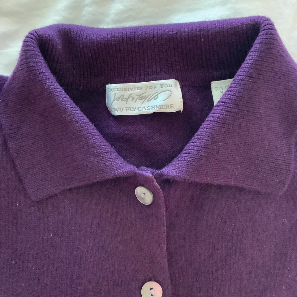 Lord and Taylor Purple 2-Ply Cashmere Collard Cardigan and Long Sleeve ...