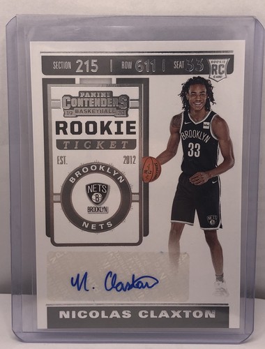 2019 Panini Contenders Sticker Season Ticket Nic Claxton Nicolas Rookie ...