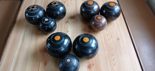 Crown Green Bowls - 2 sets Lignoid . 1 set wood lignum vitae