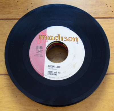 DANTE & THE EVERGREENS "DREAM LAND / TIME MACHINE" 45 RPM 7" VINYL G+ ...