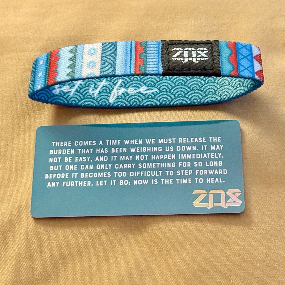 ZOX Single *SET IT FREE* Sz LARGE Reversible Wristband with Card - Time ...