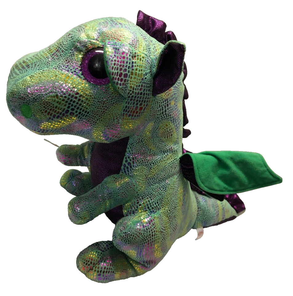 Ty Beanie Boos 16” Large CINDER Green Sparkly Dragon Plush Stuffed | eBay