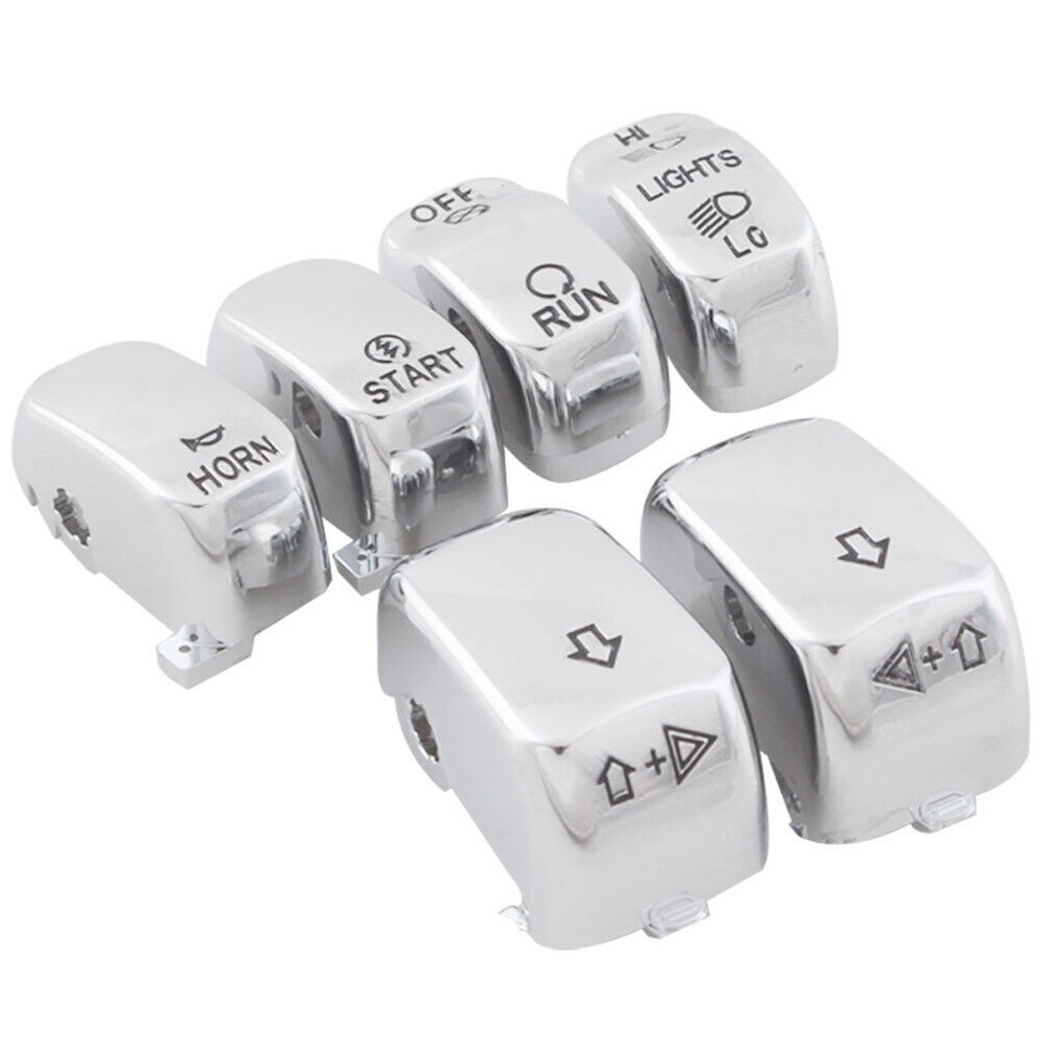 Chrome Handlebar Control Switch Housing Cover + 6x Cap Buttons For ...