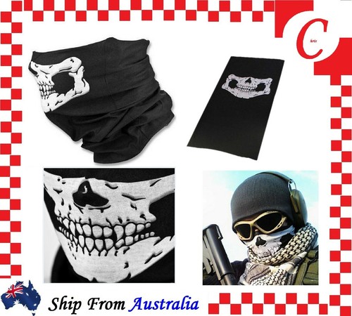 Skeleton Ghost Skull Face Mask Biker Skull Neck Warmer Biker Costume ...
