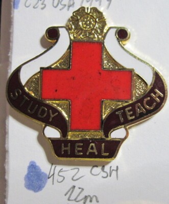 Army crest DI dui CB clutchback 452nd COMBAT SUPPORT HOSPTIAL CSH 22m ...