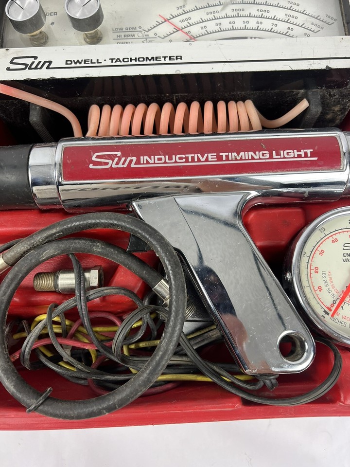 Vintage Sun Tune Up Testing Equipment Dwell Tachometer Timing Light ...