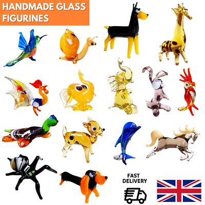 Glass Figurine Hand Blown Glass Miniature Colored Glass Animal Art ...