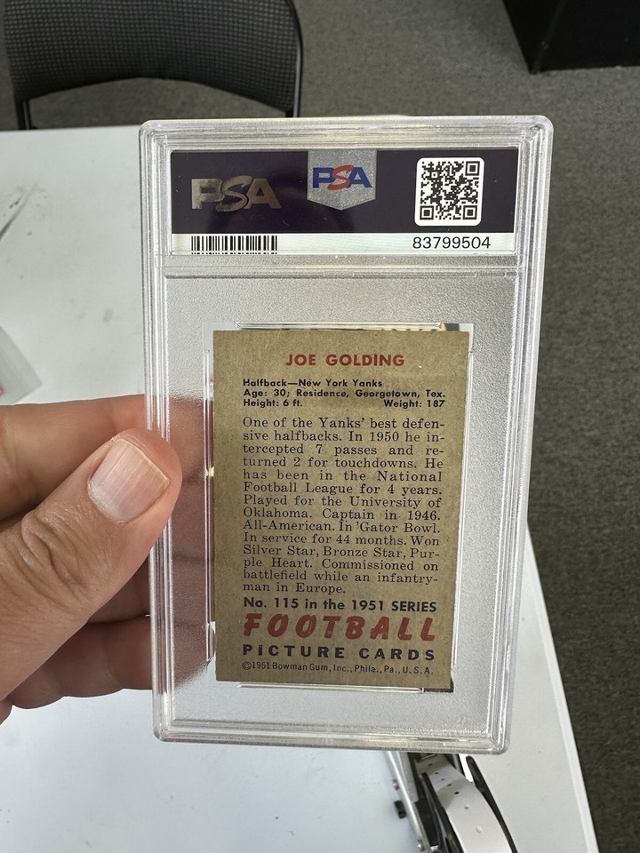 1951 Bowman Joe Golding #115 PSA 5 New York Yanks Set Break Tough ...