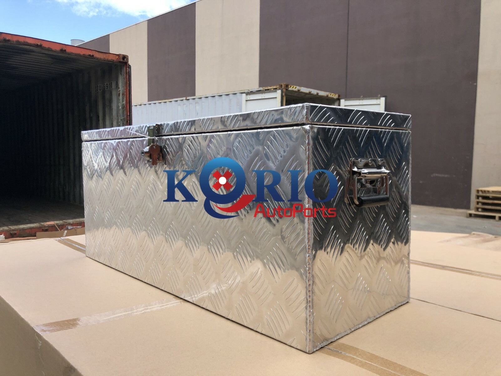 Aluminium Top Open Rectangular Tool Box Ute Trailer Drawbar 800 L x 300 ...