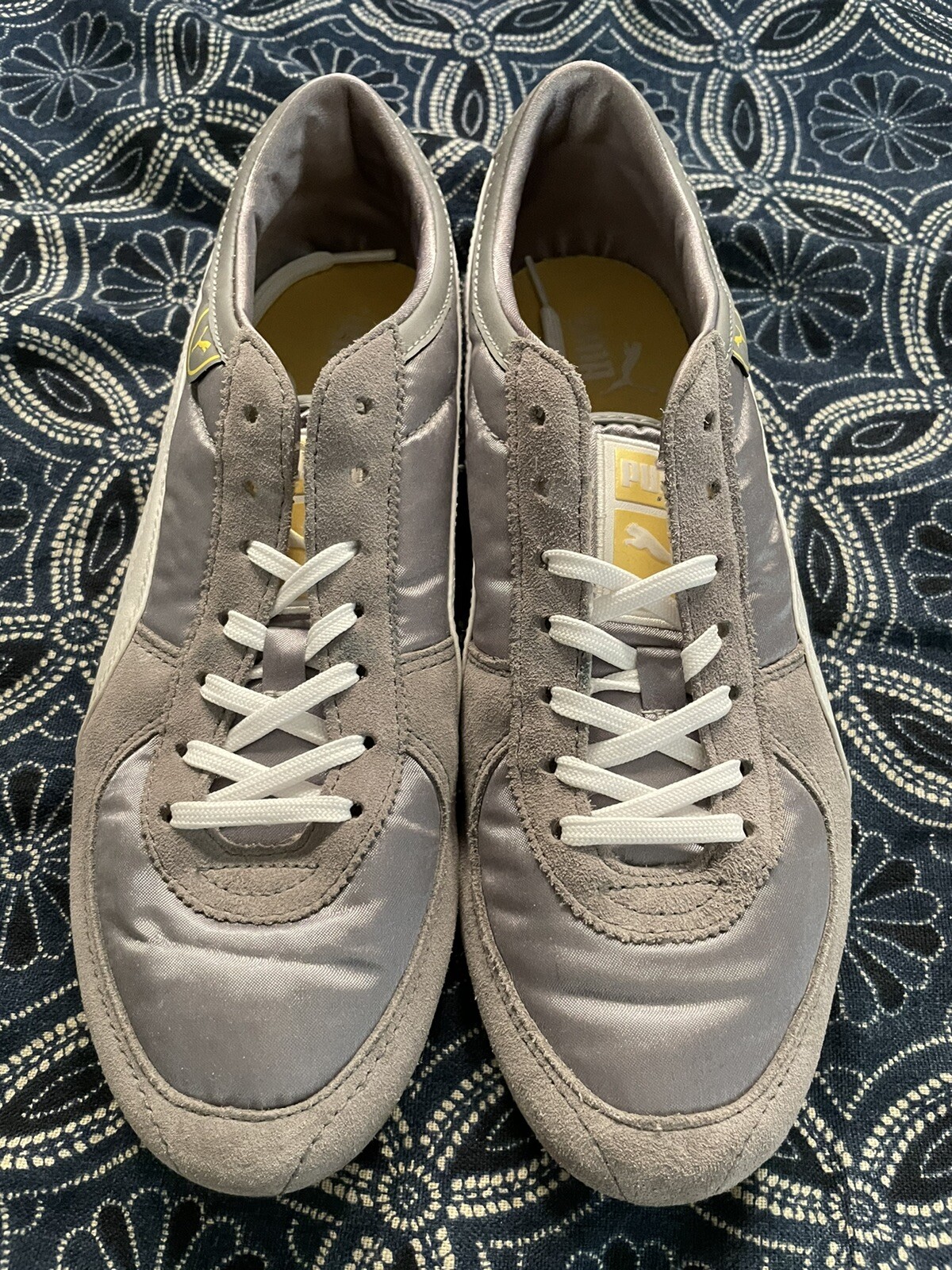 Rare Puma Silver Gray Grey Metallic Sued Yellow Trim … - Gem