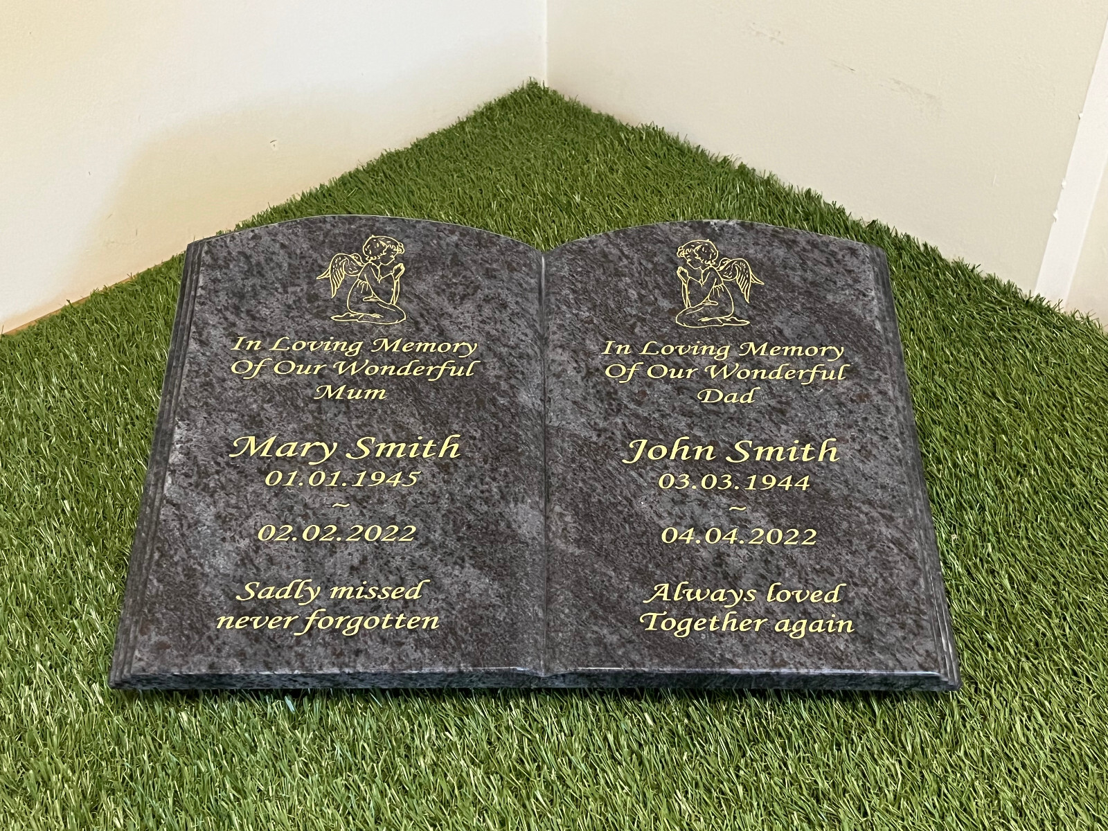 grave plaque memorial stone own wording personalised headstone book ...