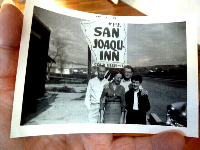 Old Photo Couple in Front of Sign The San Joaquin Inn Motel cold Beer ...