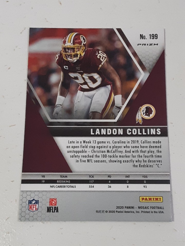 Landon Collins Washington Redskins 2020 Panini Mosaic Prizm Card #199 ...