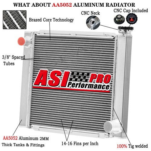 2 Row Universal Aluminum Radiator 22'' W x 19'' H For Chevy GM SBC BBC ...