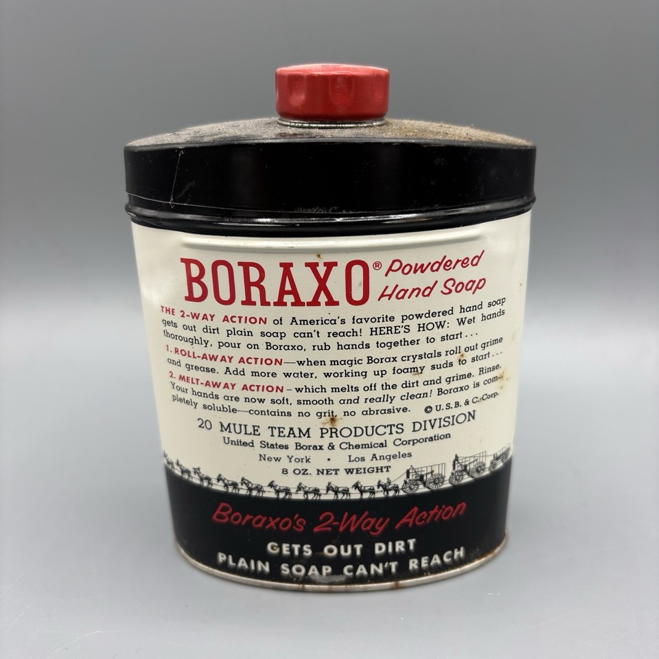 Boraxo Powdered Hand Soap 8oz Tin (Rotating Spout Lid) Vintage | eBay