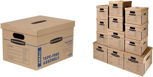 Bankers Box SmoothMove Classic Small Moving Boxes, 10 Pack, Tape-Free ...