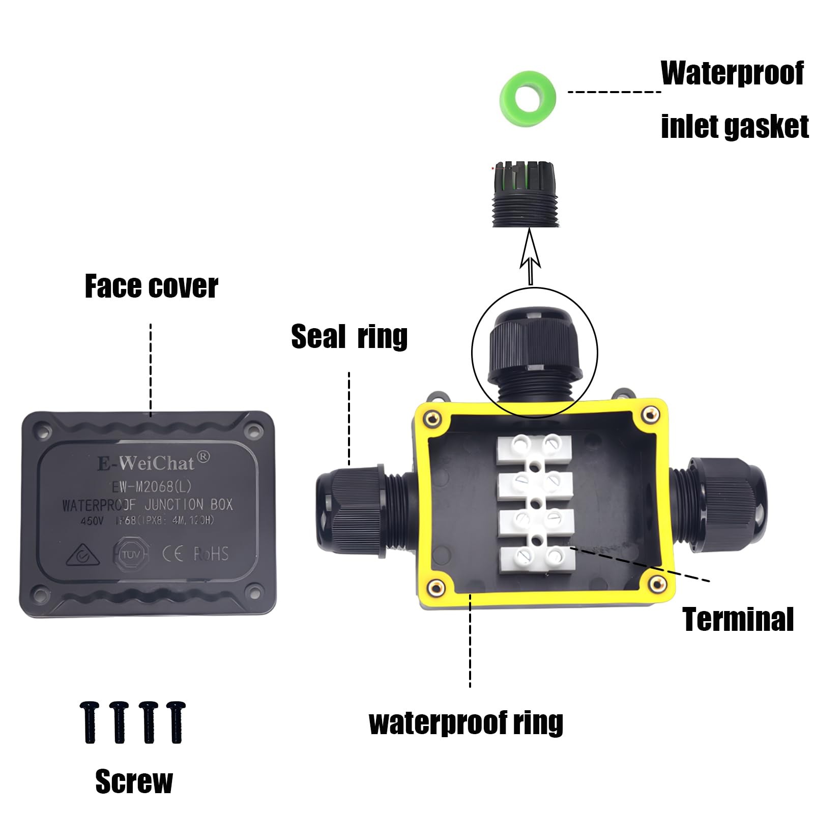 IP68 Waterproof 3 Way Junction Box Underground Electrical Box with ...
