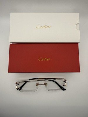 Cartier Big C Diamond Cut Transparent Frameless Lens Ct00920 | eBay