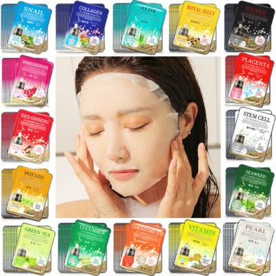 40pcs Korean Essence Face Mask Pack Anti Aging Facial Mask Strip Set K ...