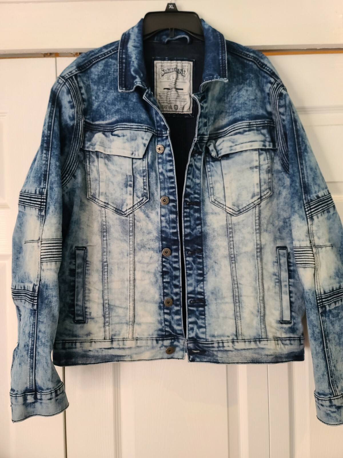 Smoke Rise Denim Detailed Jacket Blue Acid Wash Deni… - Gem